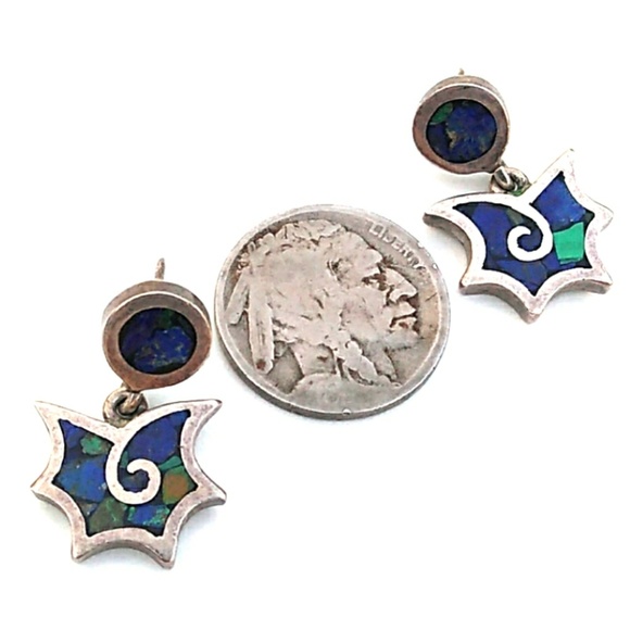 Vintage | Jewelry | 95 Silver Azurite Malachite Inlay Taxco Vintage ...